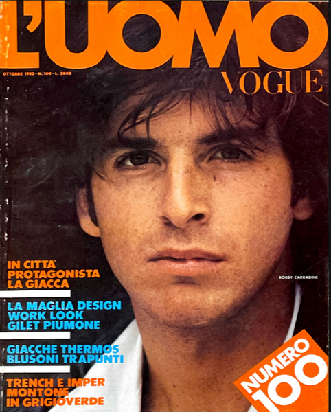 L'UOMO VOGUE Magazine 1980 BOBBY CARRADINE Jean Loup Sieff PETER KNAPP
