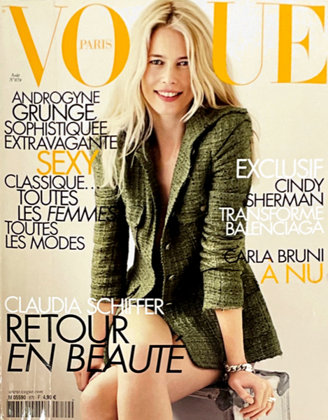 VOGUE Paris Magazine August 2007 CLAUDIA SCHIFFER Kim Noorda CARLA BRU