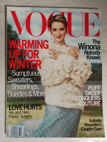 VOGUE US Magazine October 1999 WINONA RYDER Kate Moss KAREN ELSON Gise
